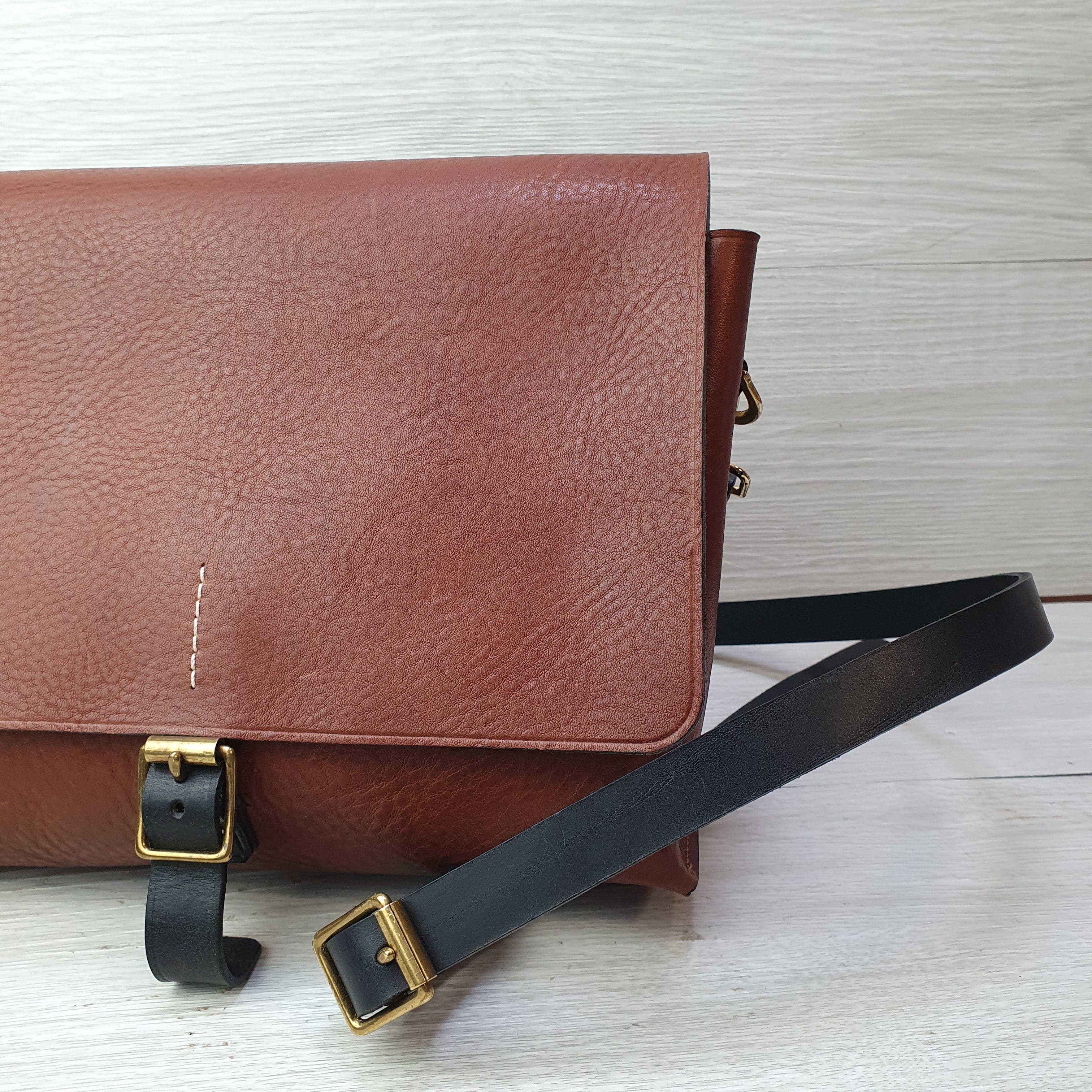 'Hickory Satchel' Bespoke Handmade Luxury Leather Cross Body Bag Tan B – Hands of Tym